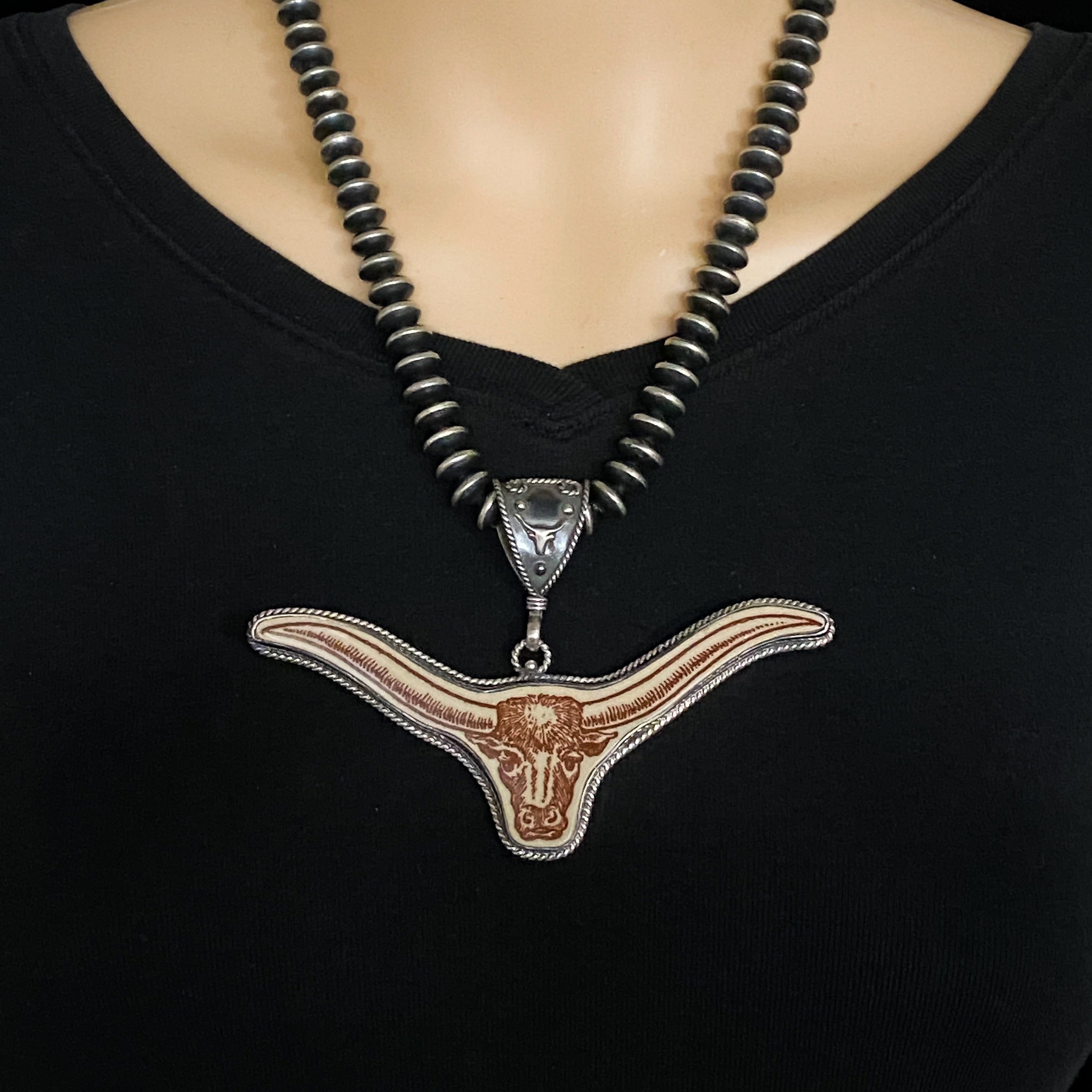 Tepco Longhorn Pendant With Bail (2) | WESTERN VINTAGE REVIVAL JEWELRY, LLC
