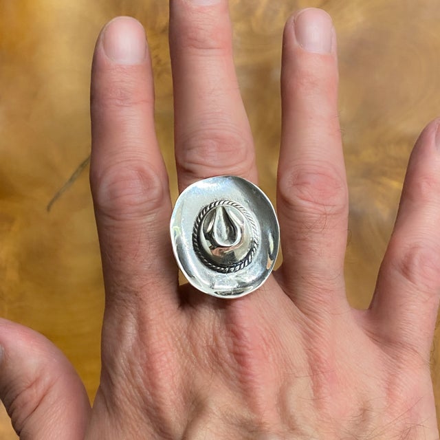 Sterling Cowboy Hat Ring / Scarf Slide